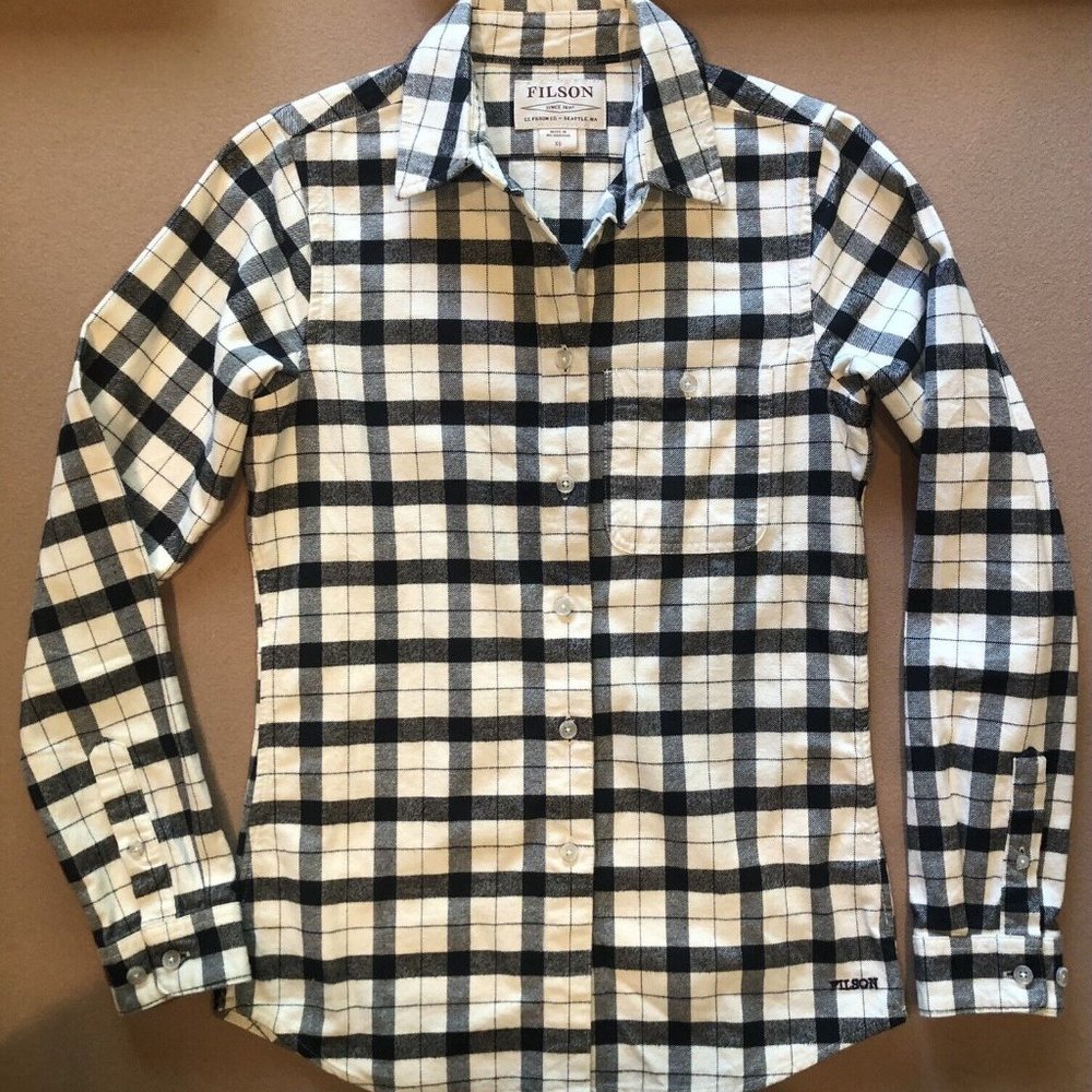 Filson Alaskan Guide Flannel Shirt Cream & Black Plai… - Gem